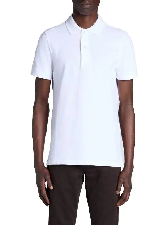TOM FORD Lyocell & Cotton Piqué Polo - Aw002 White