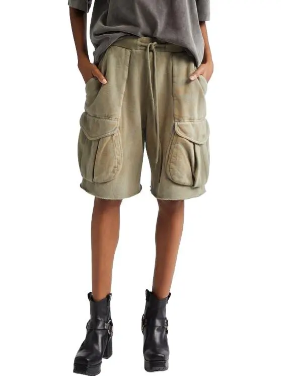 R13 Relaxed Mulitpocket Sweat Shorts - Faded Olive