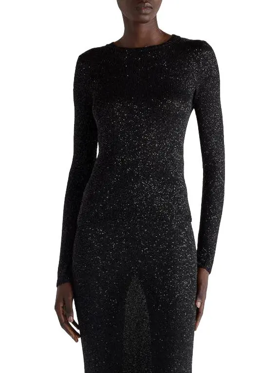 Balenciaga Fitted Sequin Crewneck Sweater - Black