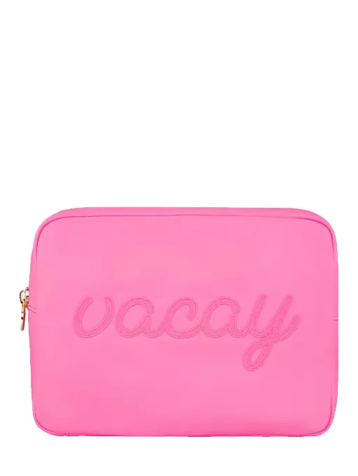 Stoney Clover Lane Vacay Embroidered Nylon Pouch - Bubblegum