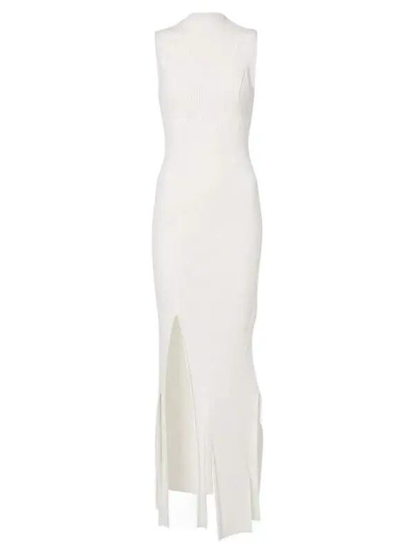 Victoria Beckham Pleated Ribbed-knit Gown - White