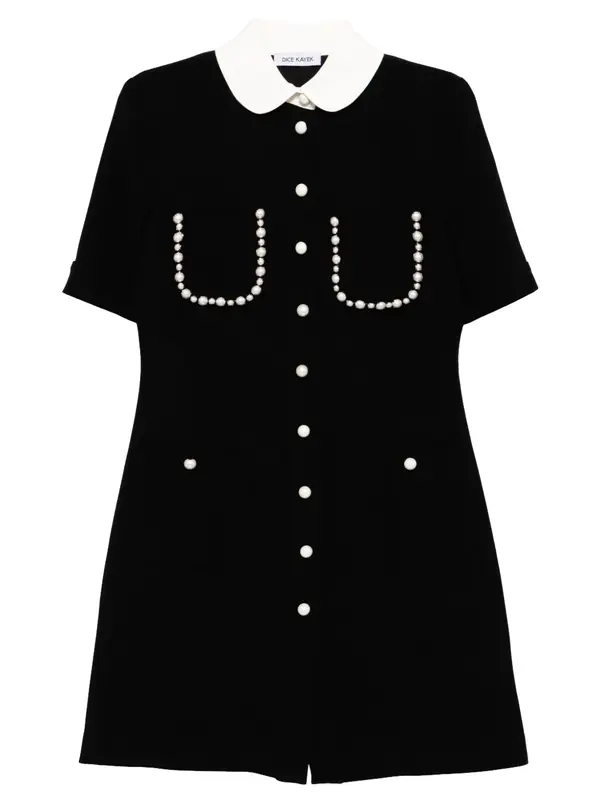 Dice Kayek Short Sleeve Shift Dress With Peter Pan Collar - Black