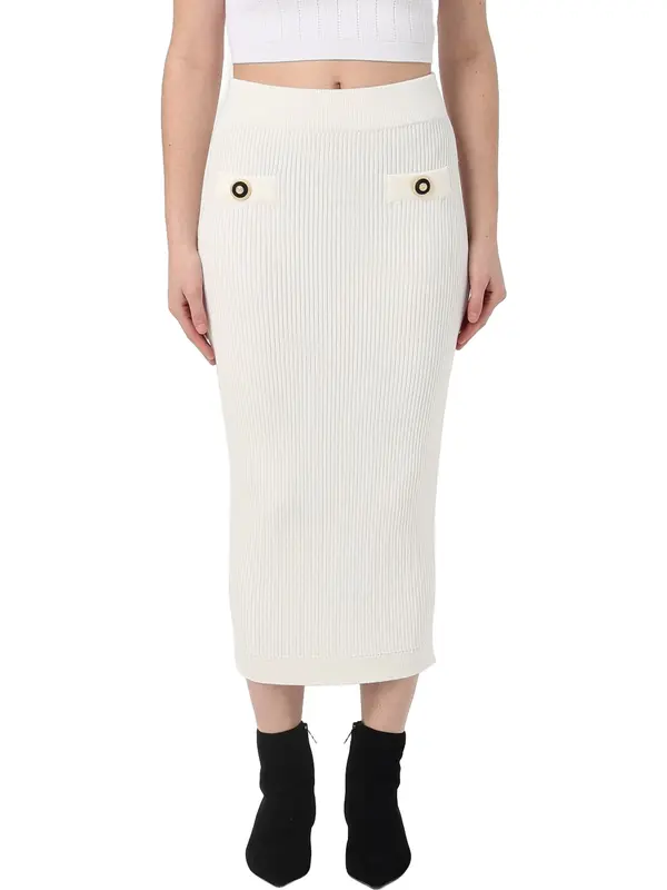 Balmain Ribbed Skirt - White