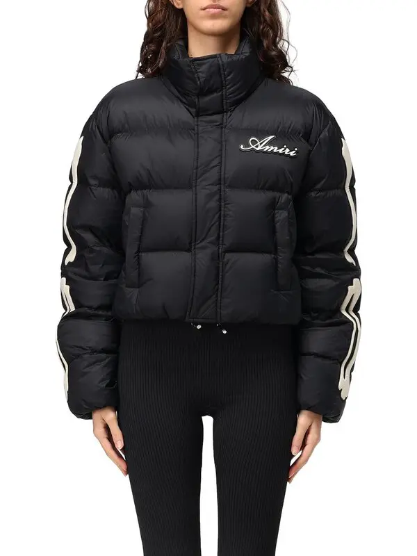 Amiri Puffer Jacket With Striped Sleeves - Black