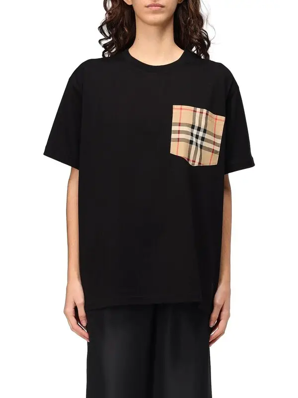 Burberry Checked Pocket T-shirt - Black