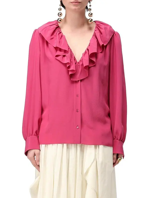 Chloé Ruffled V-neck Shirt - Pink