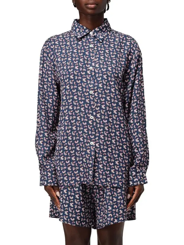 A.p.c. Printed Shirt With Classic Collar - Blue