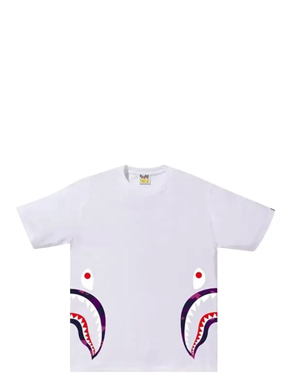 A BATHING APE Color Camo Side Shark Tee /purple - White