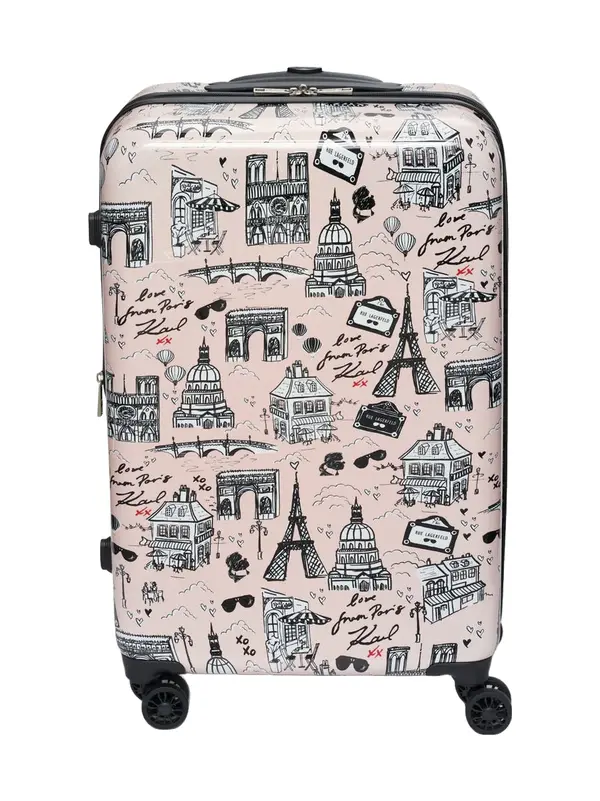 Karl Lagerfeld Karl In Paris Upright Suitcase - Pink/black