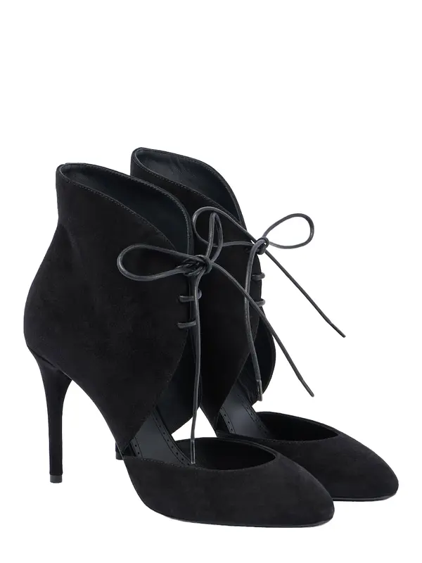 Alaïa 90 Suede Lace-up Pumps - Black