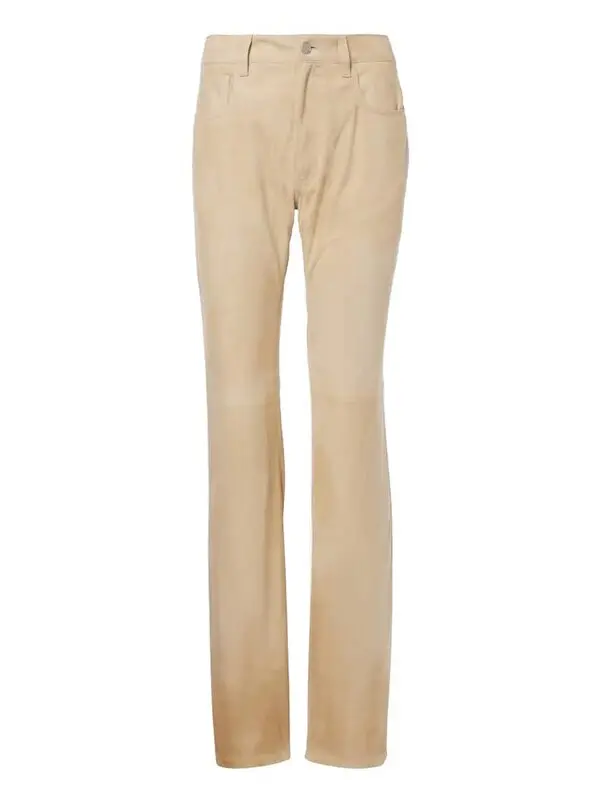 Ralph Lauren Scottie Leather Straight Pants - Beige