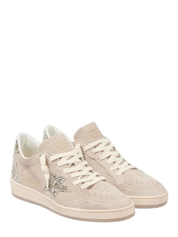 GOLDEN GOOSE Ball Star Glitter Suede Sneakers - Beige