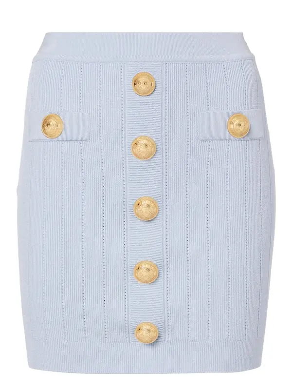 Balmain Knitted Miniskirt - Blue