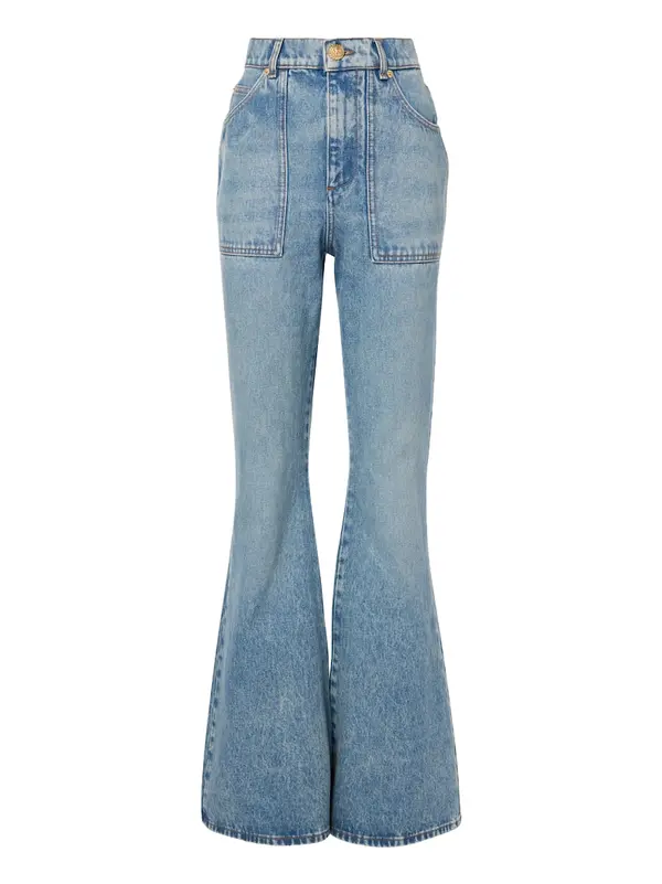Balmain High-waisted Flared Jeans - Blue