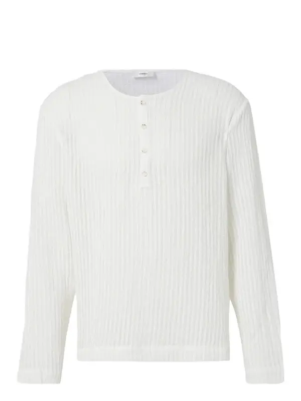 Commas Striped Henley Shirt - White