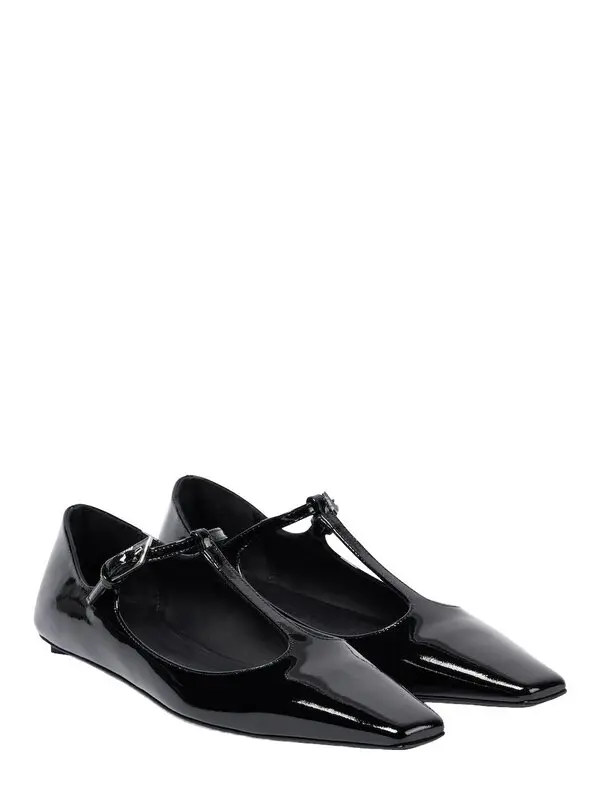 Attico Juno Leather Ballet Flats - Black