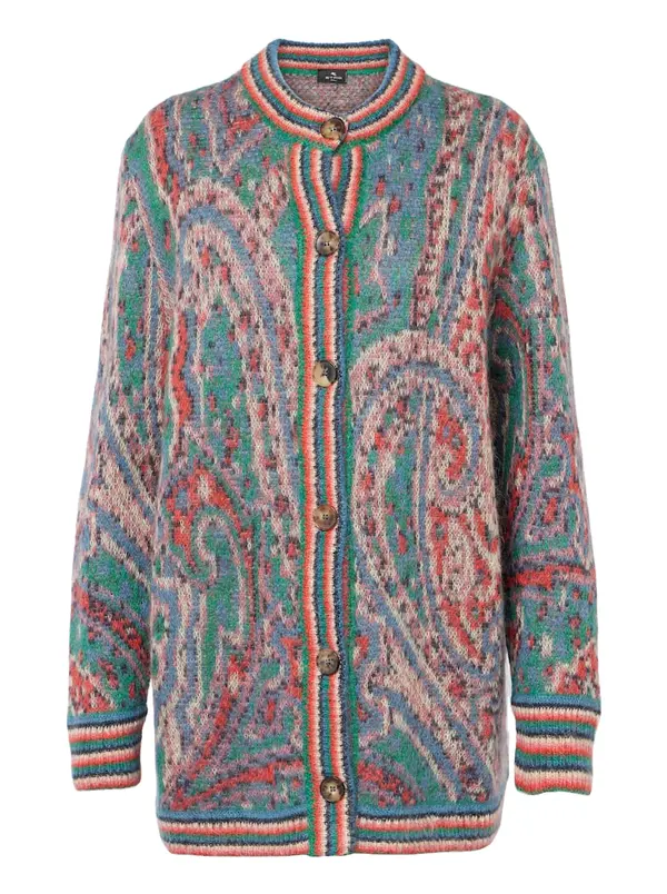 Etro Paisley Jacquard Mohair-blend Cardigan - Multicoloured