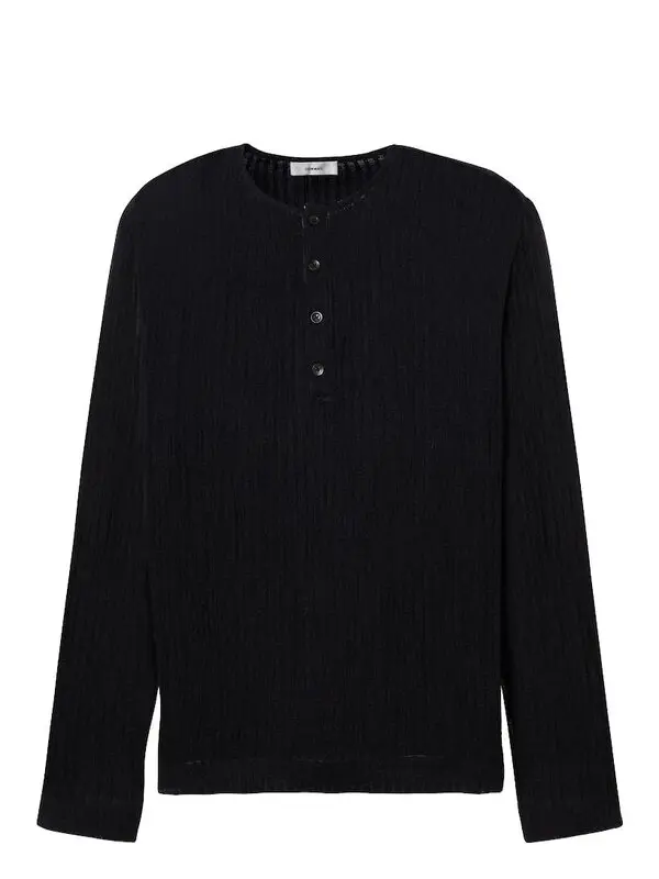 Commas Striped Henley Shirt - Black