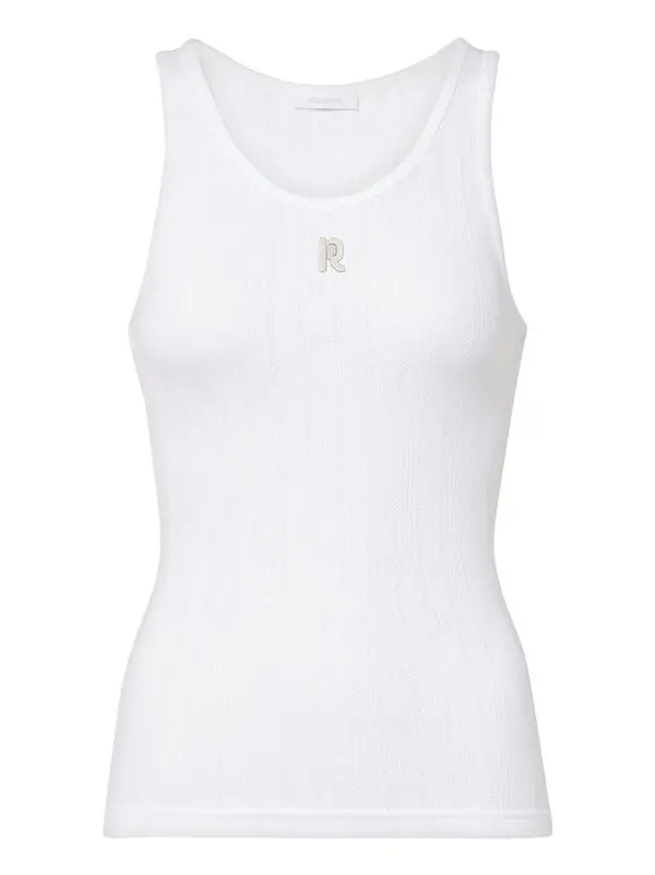 Rabanne Ribbed Cotton Tank Top - White
