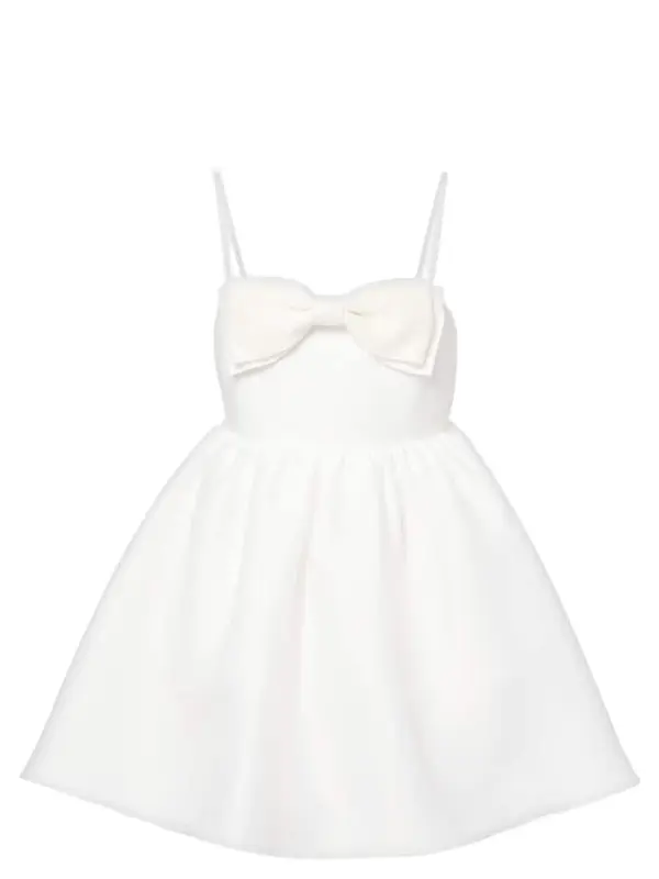 SELF-PORTRAIT Bow-detail Beaded Taffeta Minidress - White