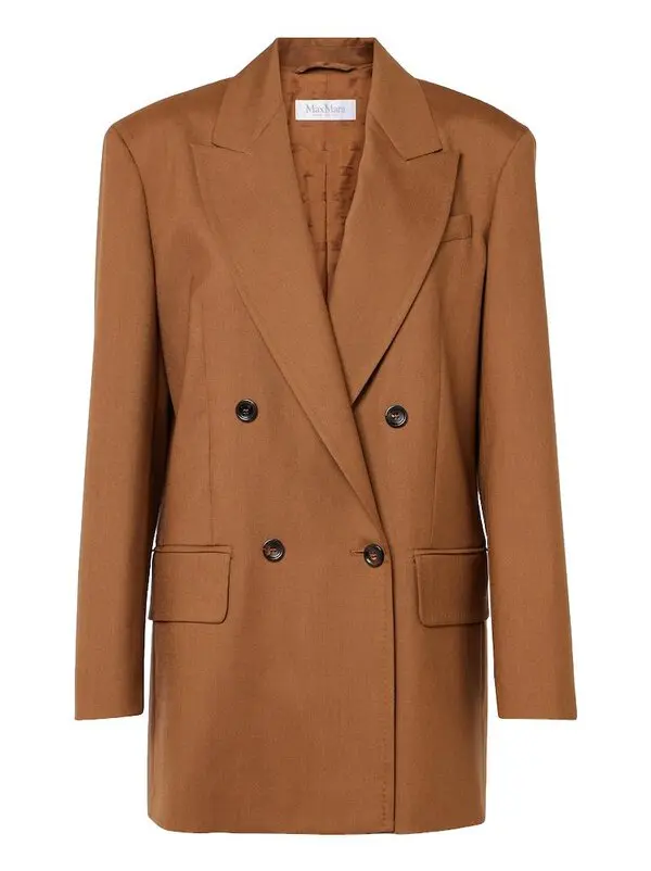Max Mara Palanca Wool And Silk-blend Blazer - Brown