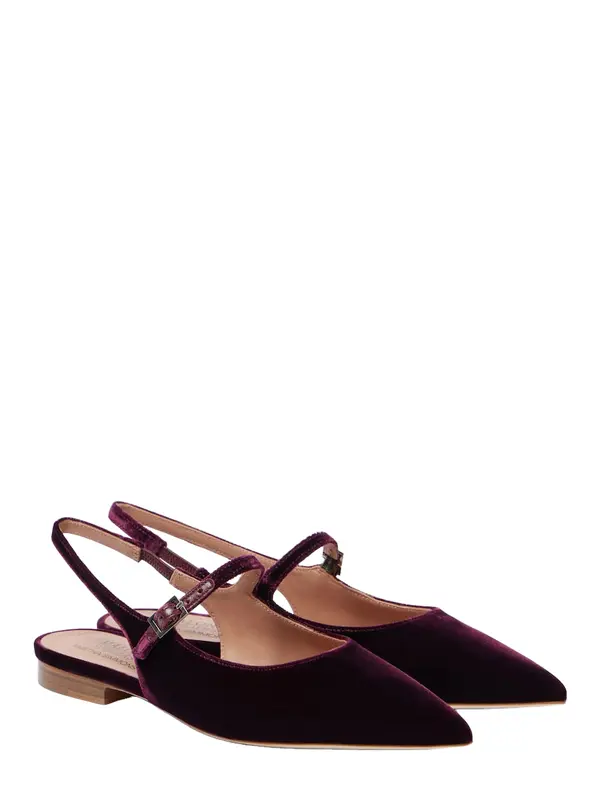 MALONE SOULIERS Karla Velvet Slingback Flats - Burgundy