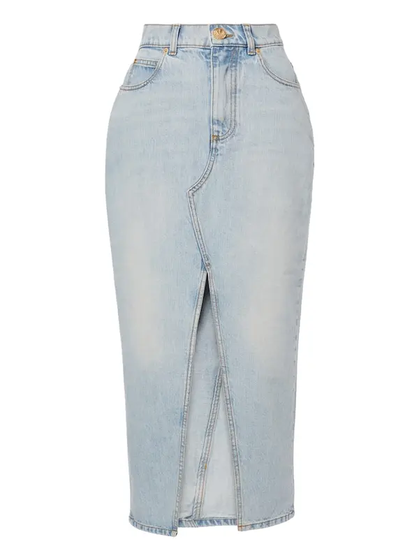 Balmain Denim Midi Skirt - Blue