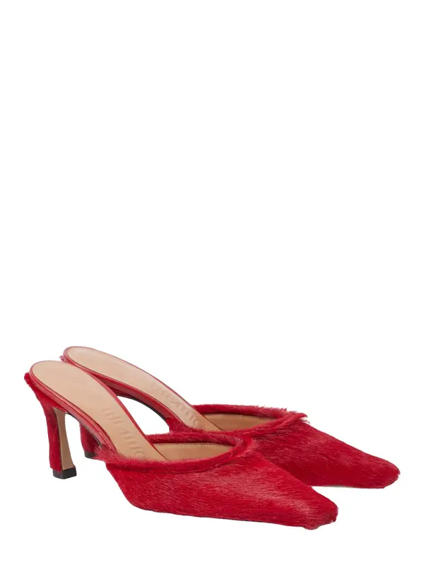 Attico Juno 75 Calf Hair Mules - Red