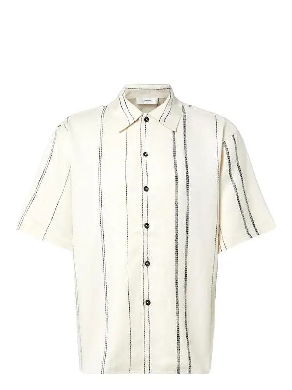 Commas Striped Linen And Cotton Shirt - White