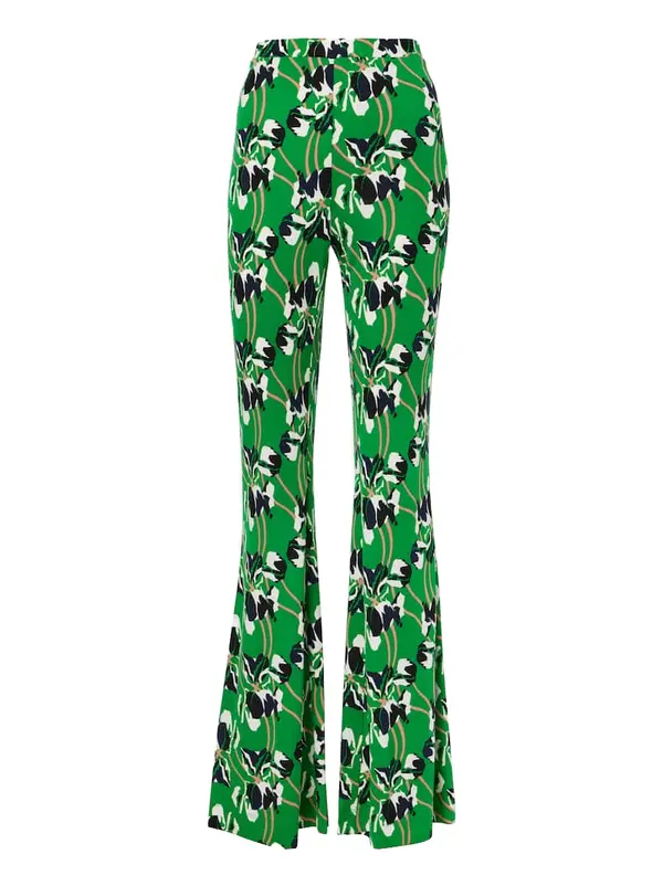 Diane Von Furstenberg Brooklyn Printed Flared Pants - Green