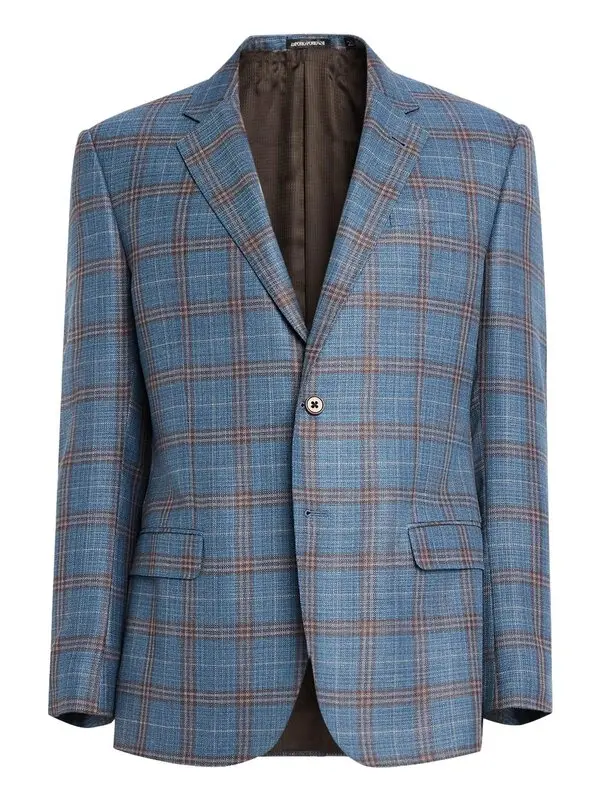 Emporio Armani Oversized Plaid Sport Coat - Blue
