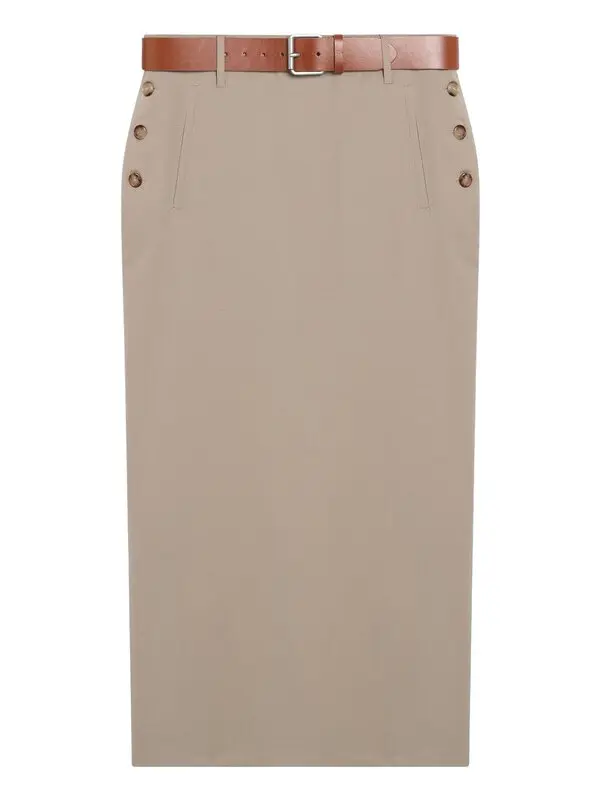 Moschino Virgin Wool Midi Skirt - Beige