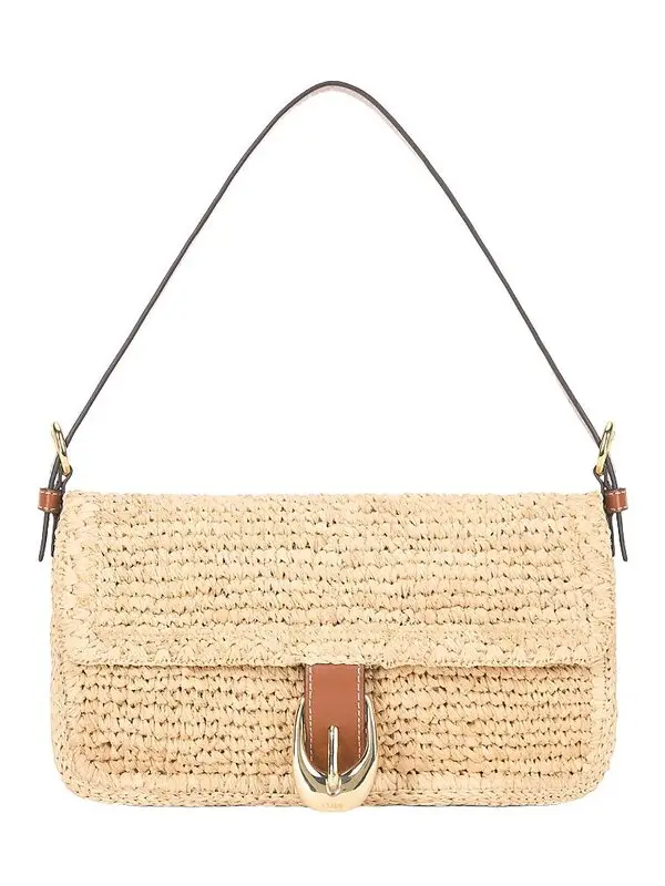 Staud Harlow Raffia Shoulder Bag - Natural Tan