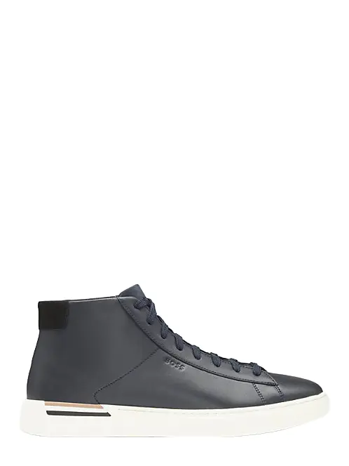 BOSS Leather High-top Trainers - Dark Blue