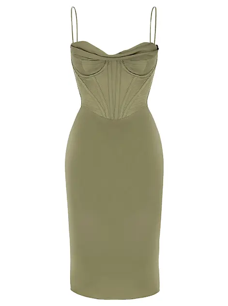 House Of Cb Myrna Corset Dress - Olive