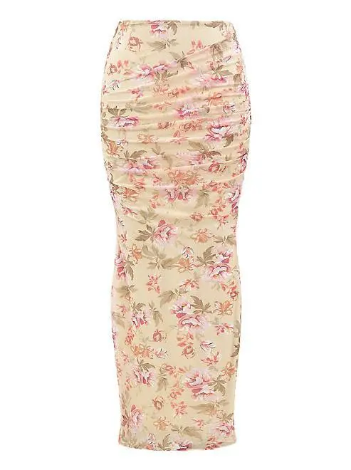 House Of Cb Fluted-hem Mesh Maxi Skirt - Honeyflower