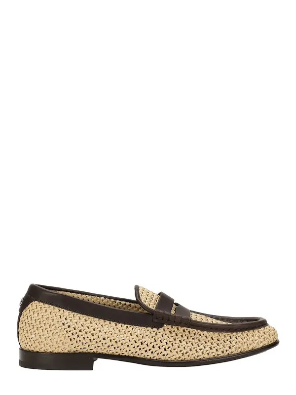 Dolce & Gabbana Woven Raffia Loafers - Beige