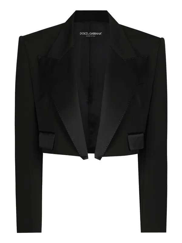 Dolce & Gabbana Short Wool Gabardine Tuxedo Jacket - Black