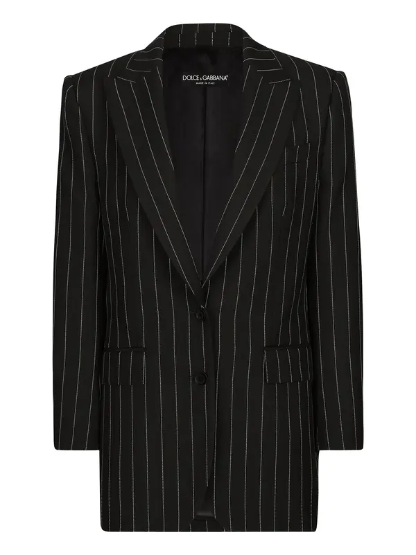 Dolce & Gabbana Pinstripe Wool Jacket - Black