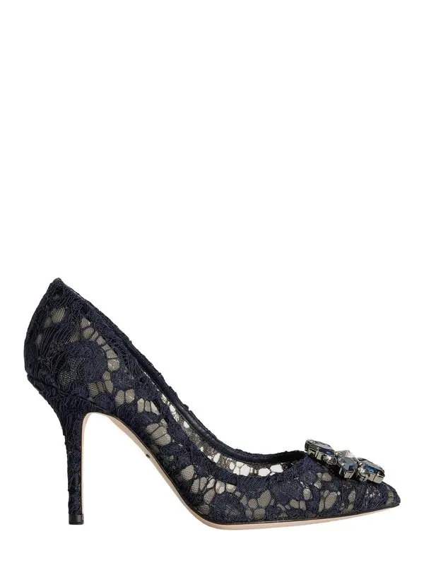 Dolce & Gabbana Bellucci Lace Pumps With Brooch - Blue