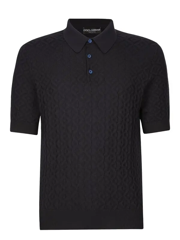Dolce & Gabbana Short-sleeved Silk Polo-shirt - Blue