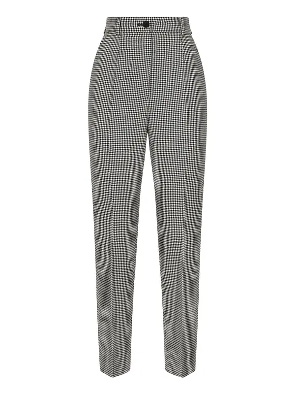 Dolce & Gabbana Tailored Houndstooth Wool Pants - Multicolor