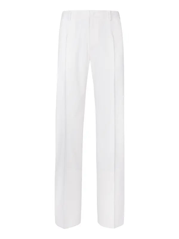 Dolce & Gabbana Stretch Wool Straight-leg Trousers - White