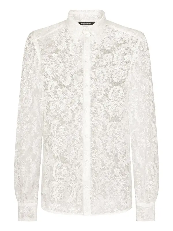 Dolce & Gabbana Lace Martini-fit Shirt - White