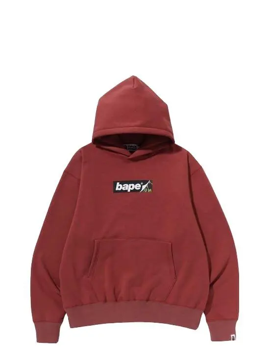 BAPE Smooth Logo Relaxed Fit Hoodie - Burgundy