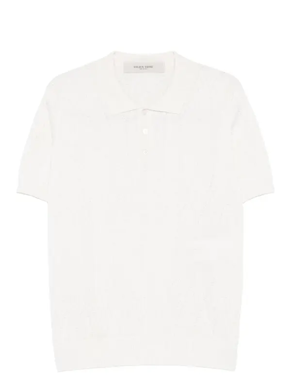GOLDEN GOOSE Argyle Intarsia-knit Polo Shirt - Neutrals