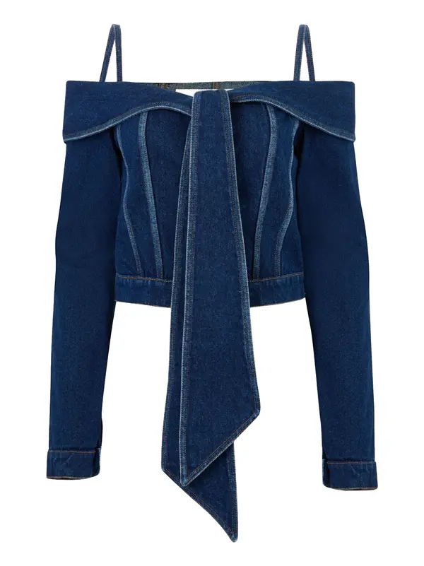 Nina Ricci Off-shoulder Denim Jacket - Blue