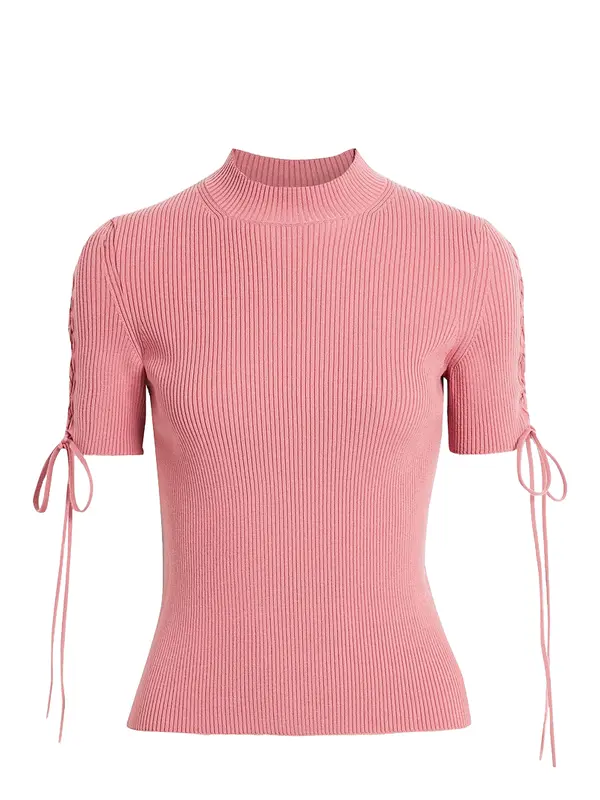 Oscar De La Renta Ribbed Wool-blend Top - Antique Rose
