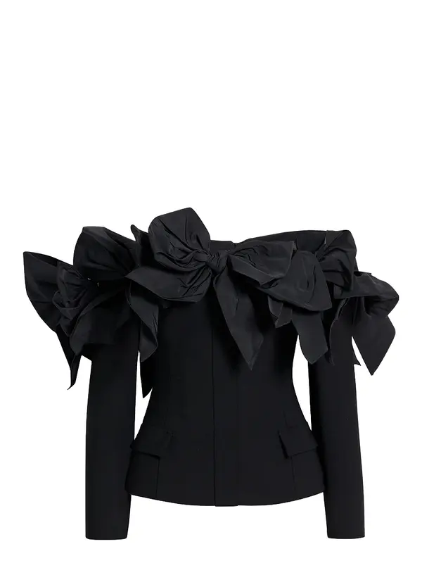 Oscar De La Renta Off-the-shoulder Bow-detailed Top - Black