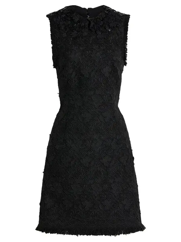 Oscar De La Renta Embellished Guipure Lace Mini Dress - Black